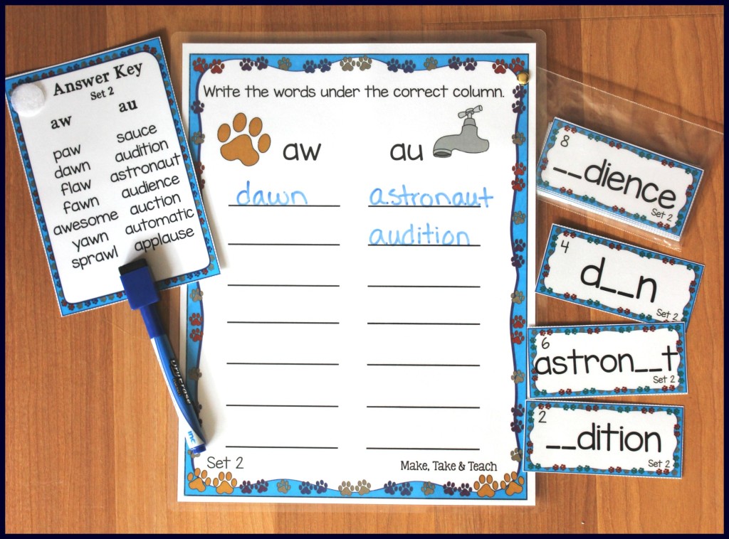 Activities for Teaching the au/aw Digraphs - Blog MakeTakeTeach