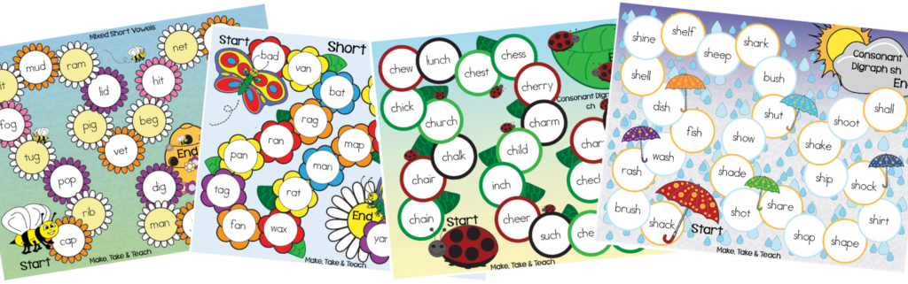 Game Boards for Spring Literacy Centers - Make Take & Teach